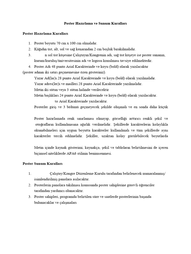 Poster Hazırlama Ve Sunum Kuralları | PDF