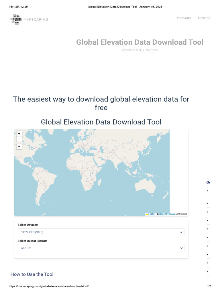 Global Elevation Data Download Tool - January 15, 2025 | PDF | Geographic Data And Information ...