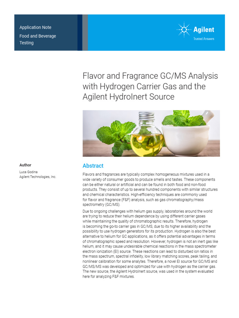 An Flavor Fragrance Hydrogen Gas Hydroinert 5994 6015en Agilent | PDF ...