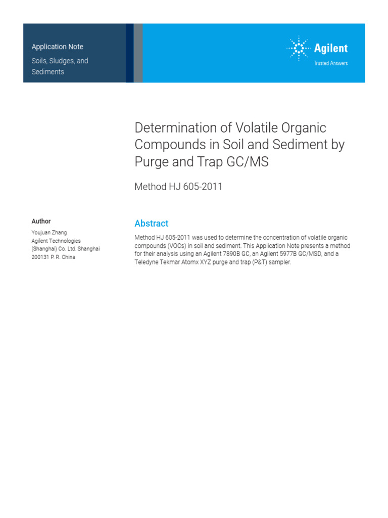 Application Voc Soil Sediment 7890b GC 5994 0489en Agilent | PDF ...