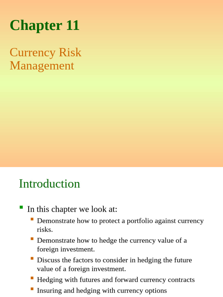 Ch.11 Currency Risk Management | PDF | Hedge (Finance) | Option (Finance)