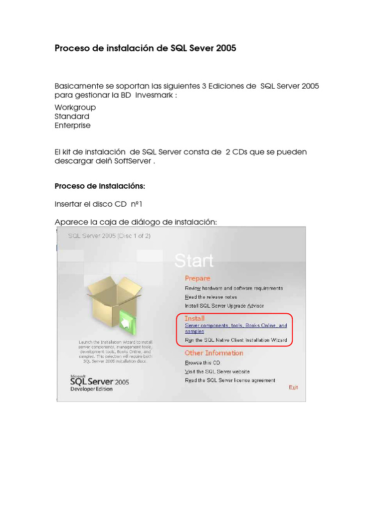 Instalacion SQL Server 2005-ES | PDF