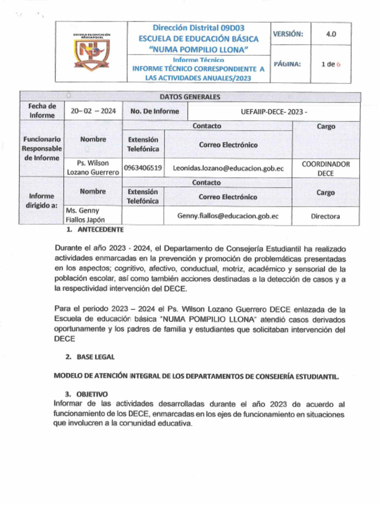 Informe Numa Wilson 23 | PDF