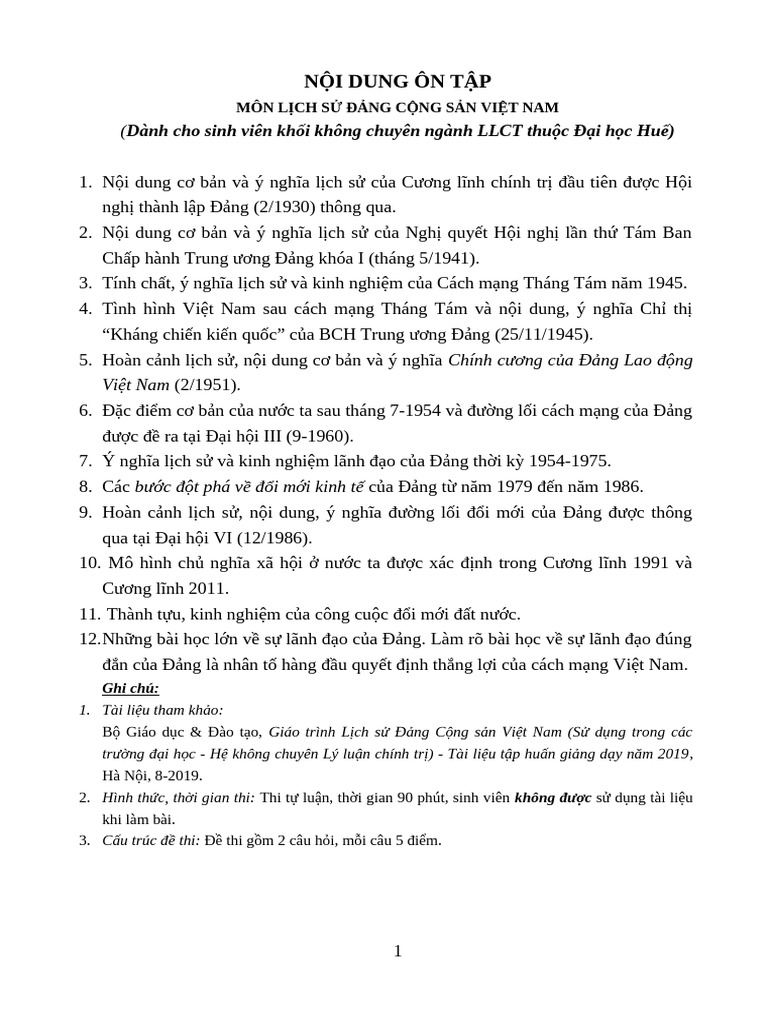 De Cuong Lich Su Dang | PDF