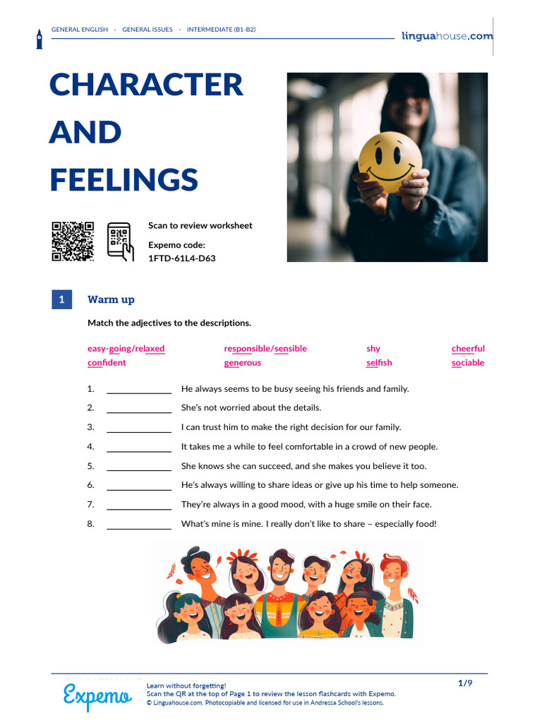 Character and Feelings Vocabulary Guide | PDF