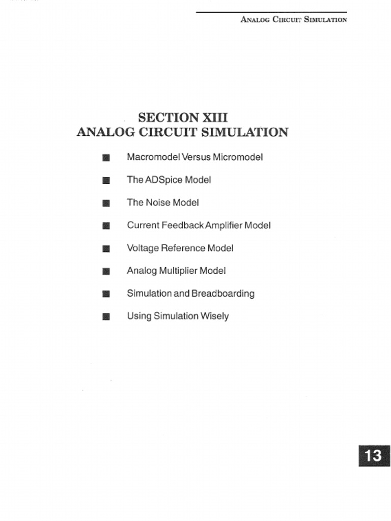 Section 13 Analog Circuit Simulation | PDF