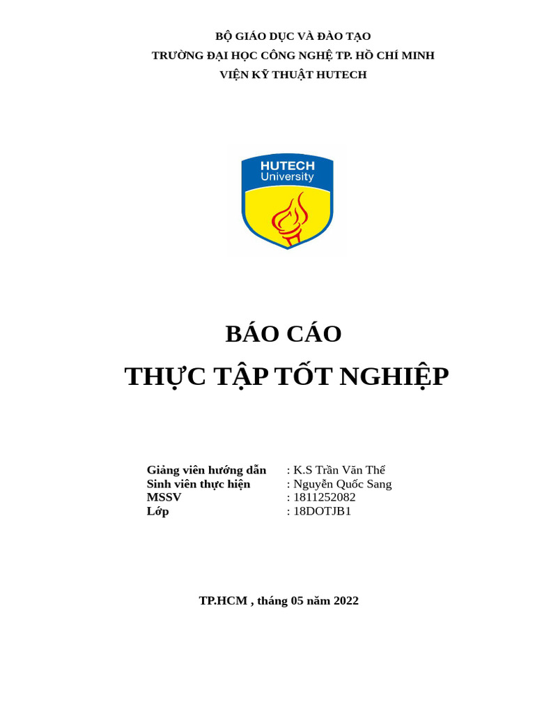 (123doc) Bao Cao Thuc Tap Tot Nghiep Hutech | PDF