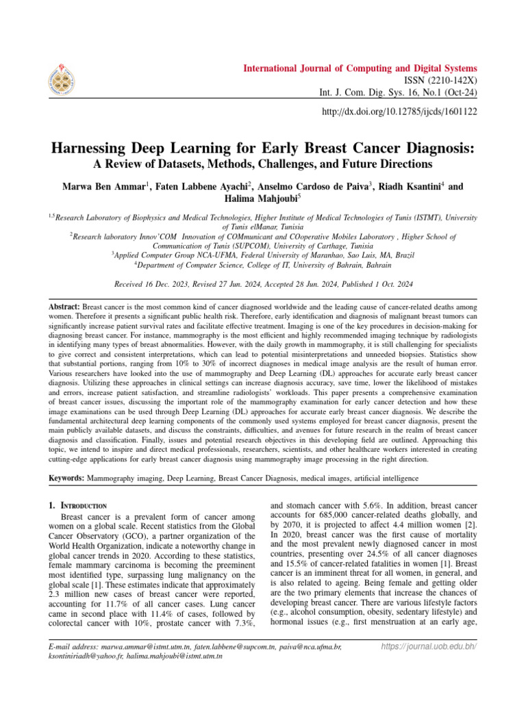 Harnessing Deep Learning For Early Breast Cancer Diagnosis | PDF ...