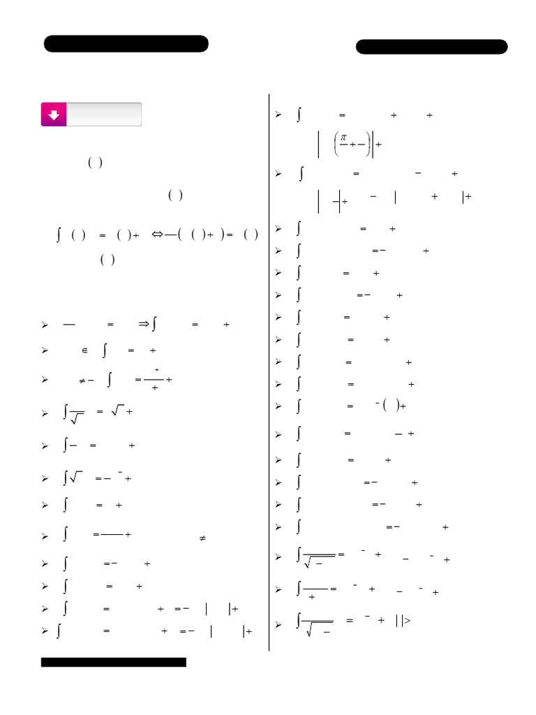 Indefinite Integrals | PDF | Area | Mathematical Concepts