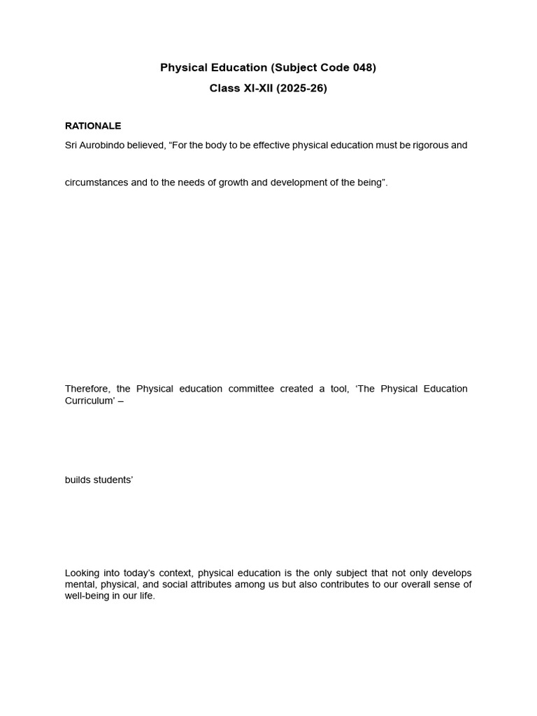 PhysicalEducation SrSec 2025-26 | PDF | Anatomical Terms Of Motion ...