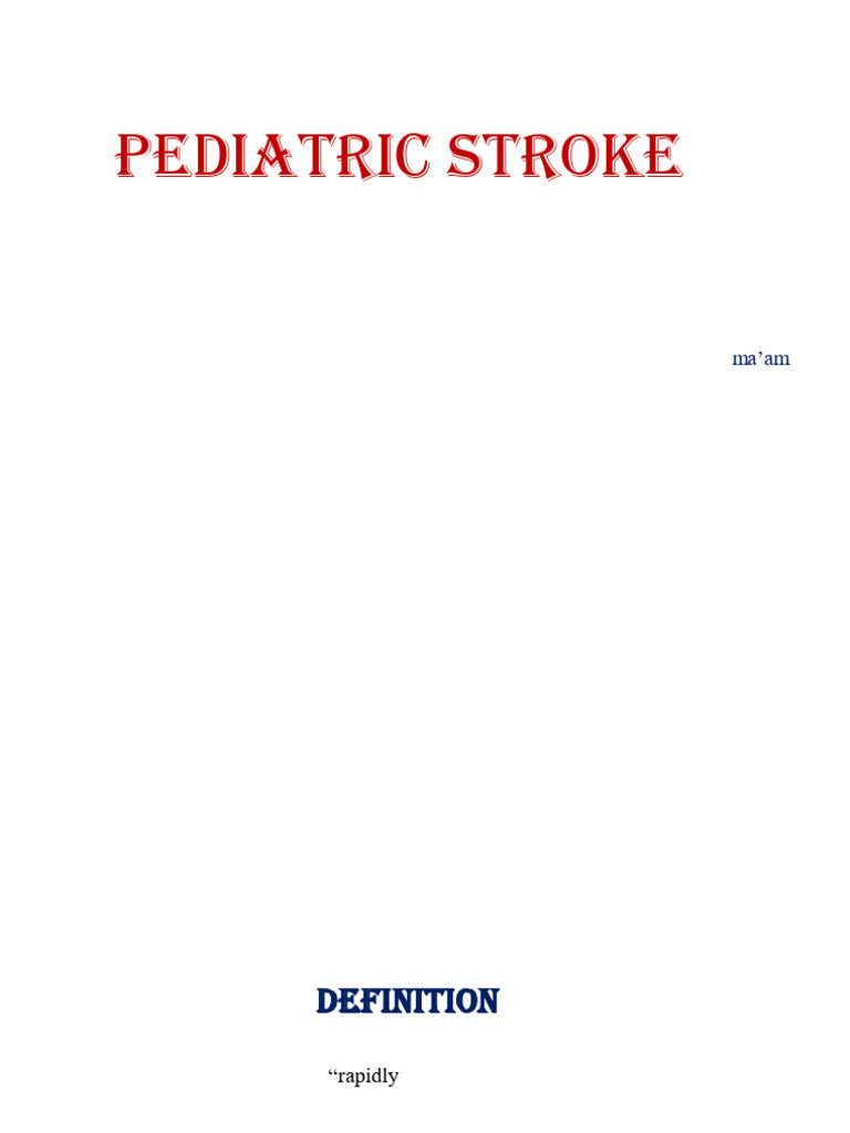 PAEDIATRIC STROKE Seminar KSCH (1) | PDF | Stroke | Thrombosis