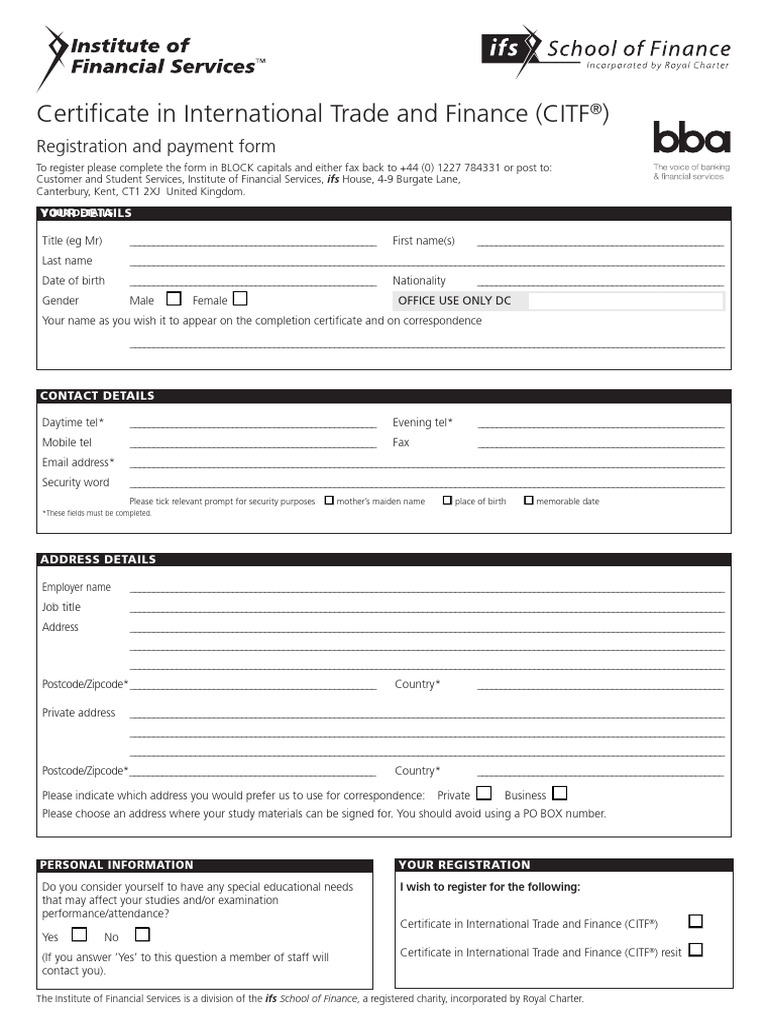 CITF Registrationform | PDF | Banks