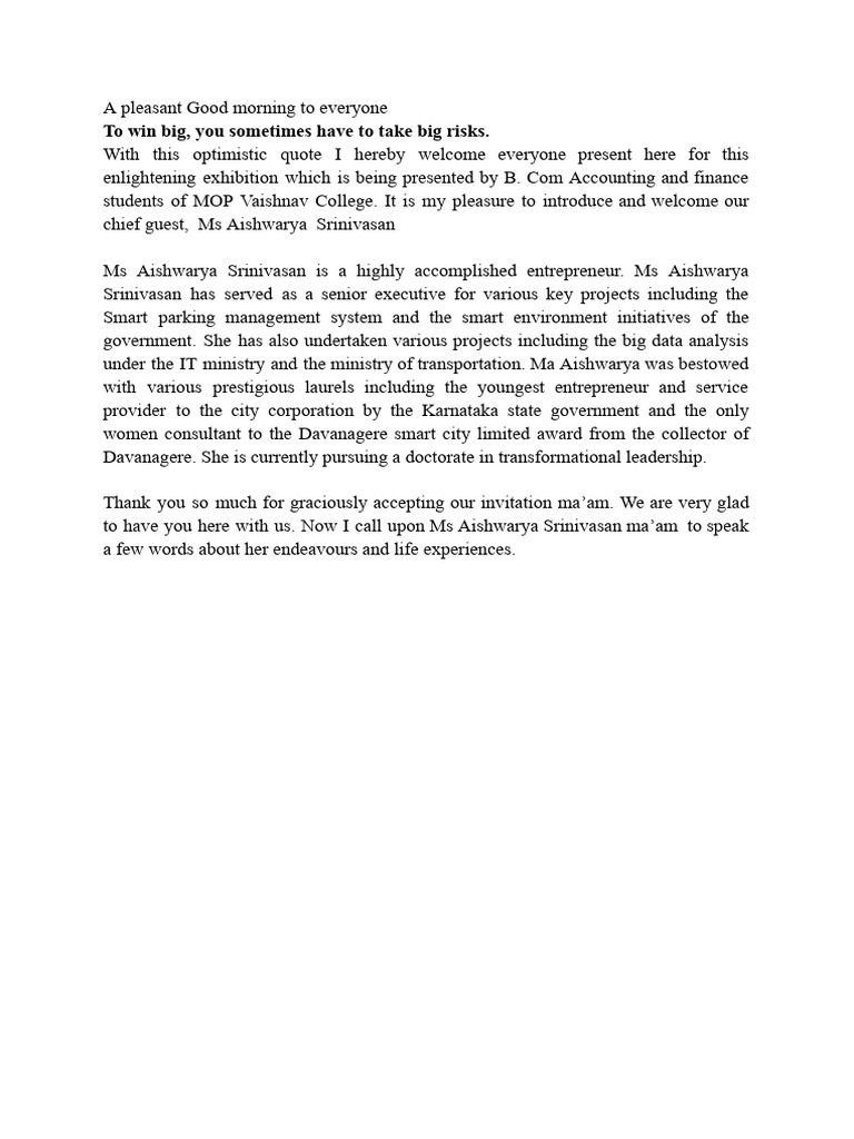 Welcome Speech | PDF