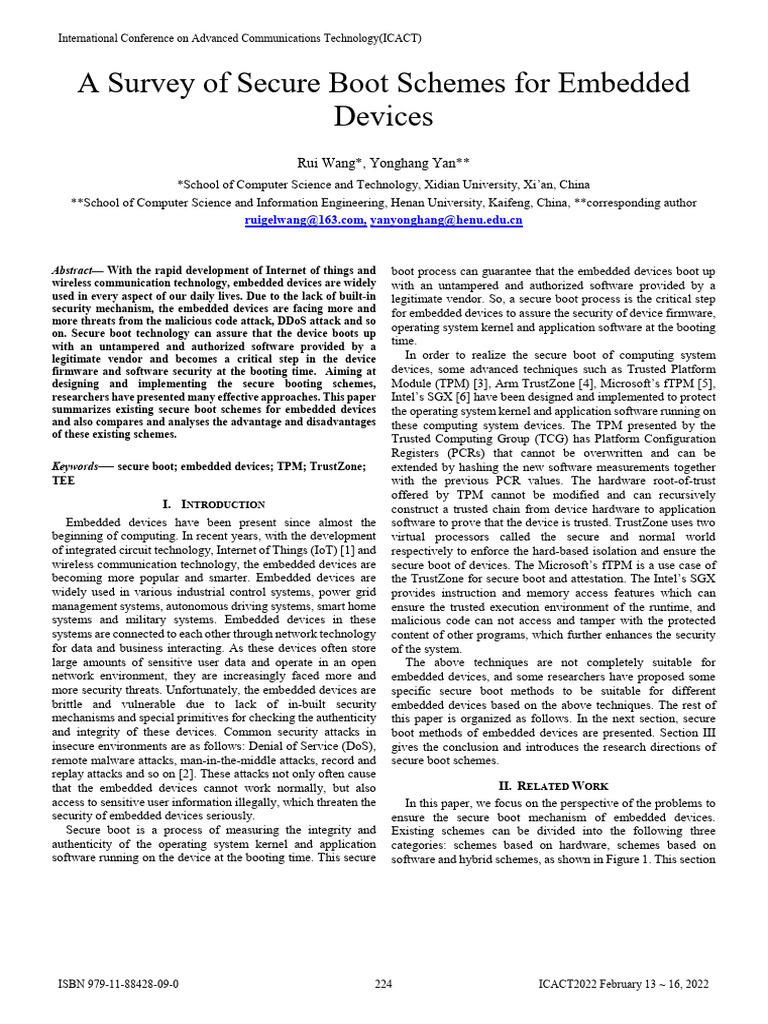 A Survey of Secure Boot Schemes For Embedded Devices | PDF | Computer ...
