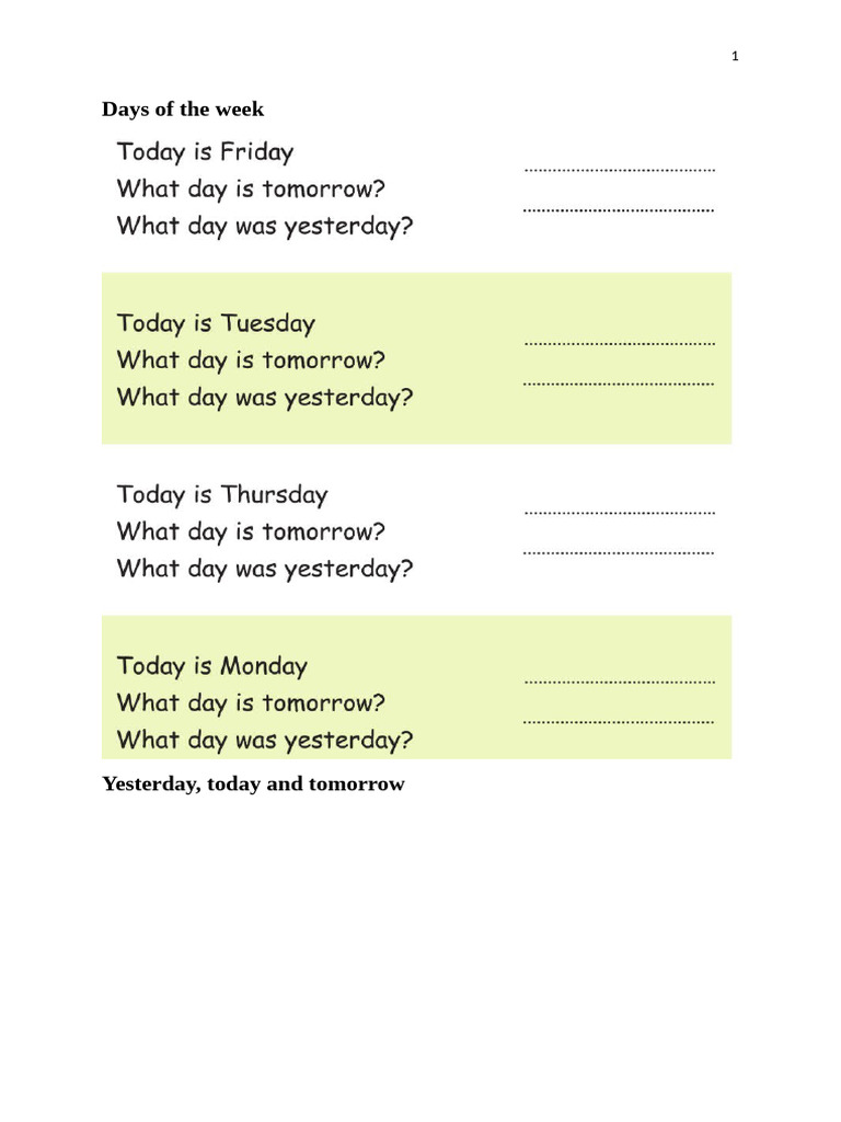 Days and Months Writing Guide | PDF