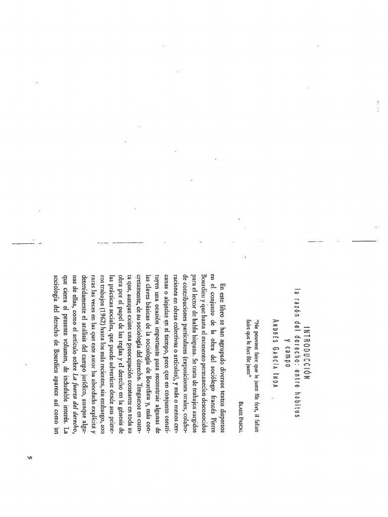 Texto Apoyo Bourdieu INTRODUCCIÓN La Razón Del Derecho Entre Habitus y Campo ANDRÉS GARCÍA INDA ...