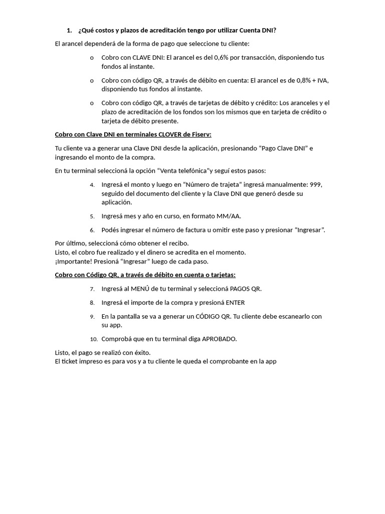 Costos y Acreditación en Terminales Fiserv | PDF