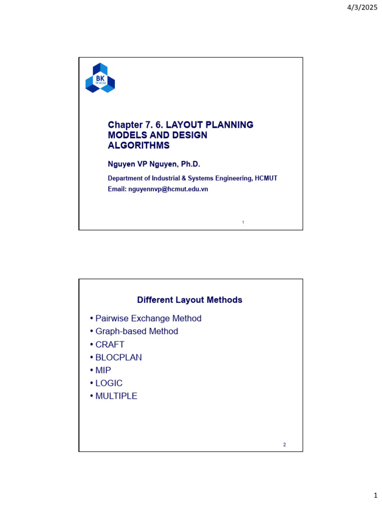 Chapter 7 LAYOUT PLANNING MODELS AND DESIGN ALGORITHMS PART2 | PDF | Mathematical Optimization ...
