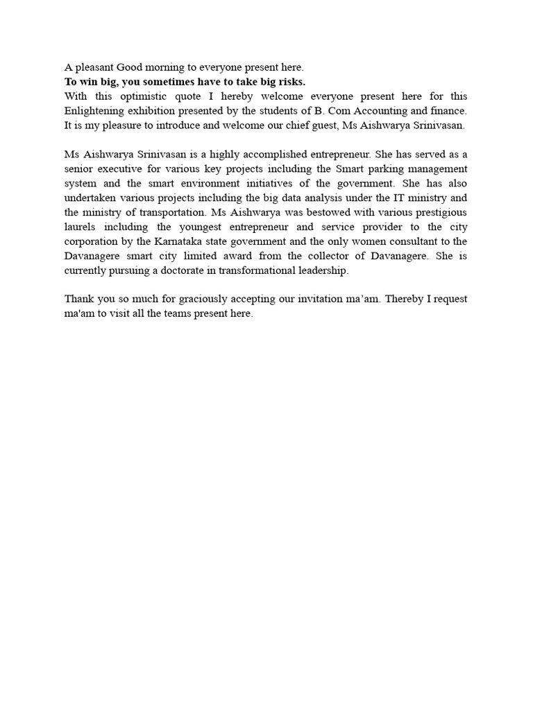 Welcome Speech | PDF