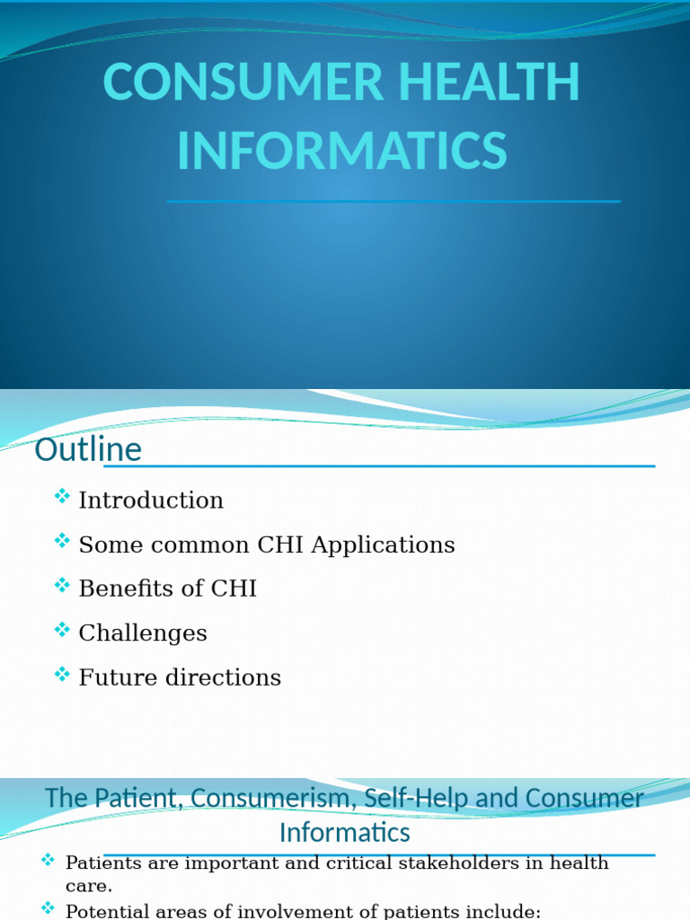 Consumer Health Informatics | PDF | Health Informatics | Health Care