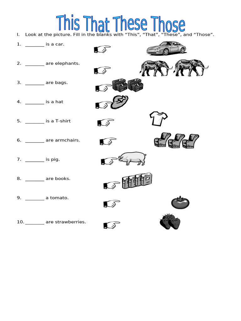 This That These Those Grammar Drills | PDF