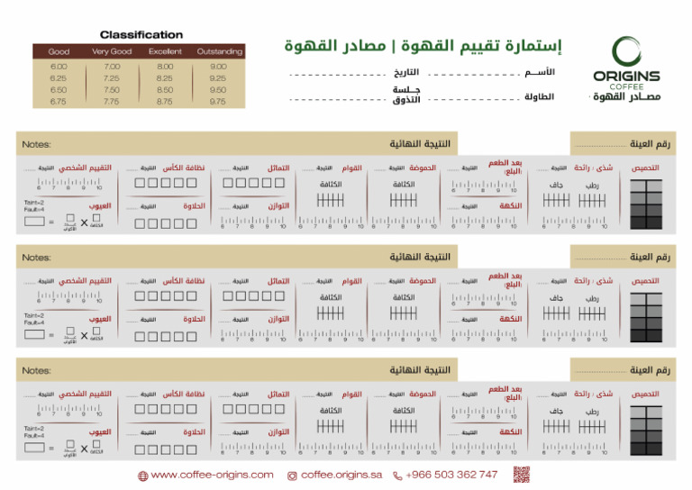 Origins Coffee Coffee Score Sheet | PDF