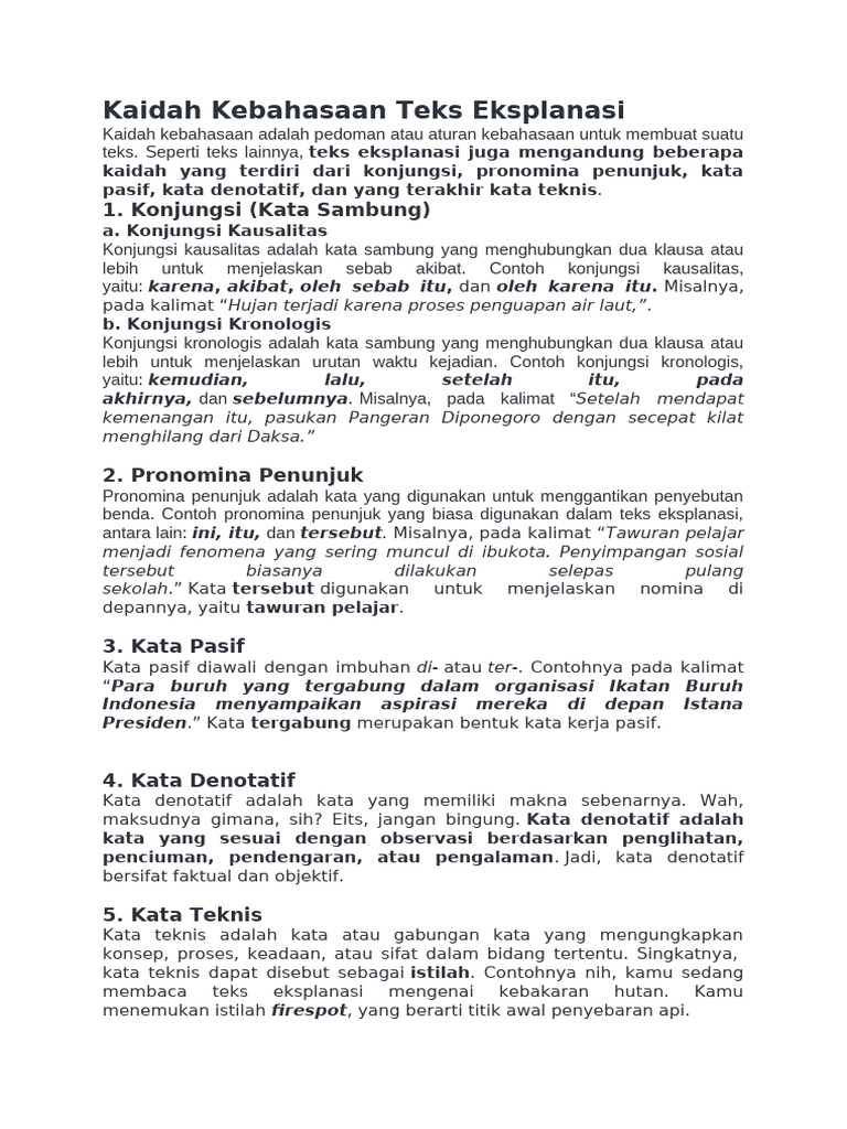 Kaidah Kebahasaan Teks Eksplanasi | PDF