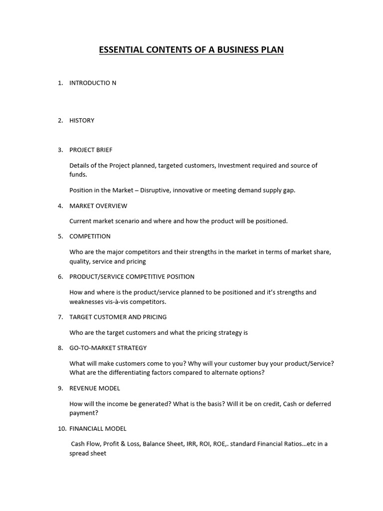 Key Elements of a Business Plan | PDF