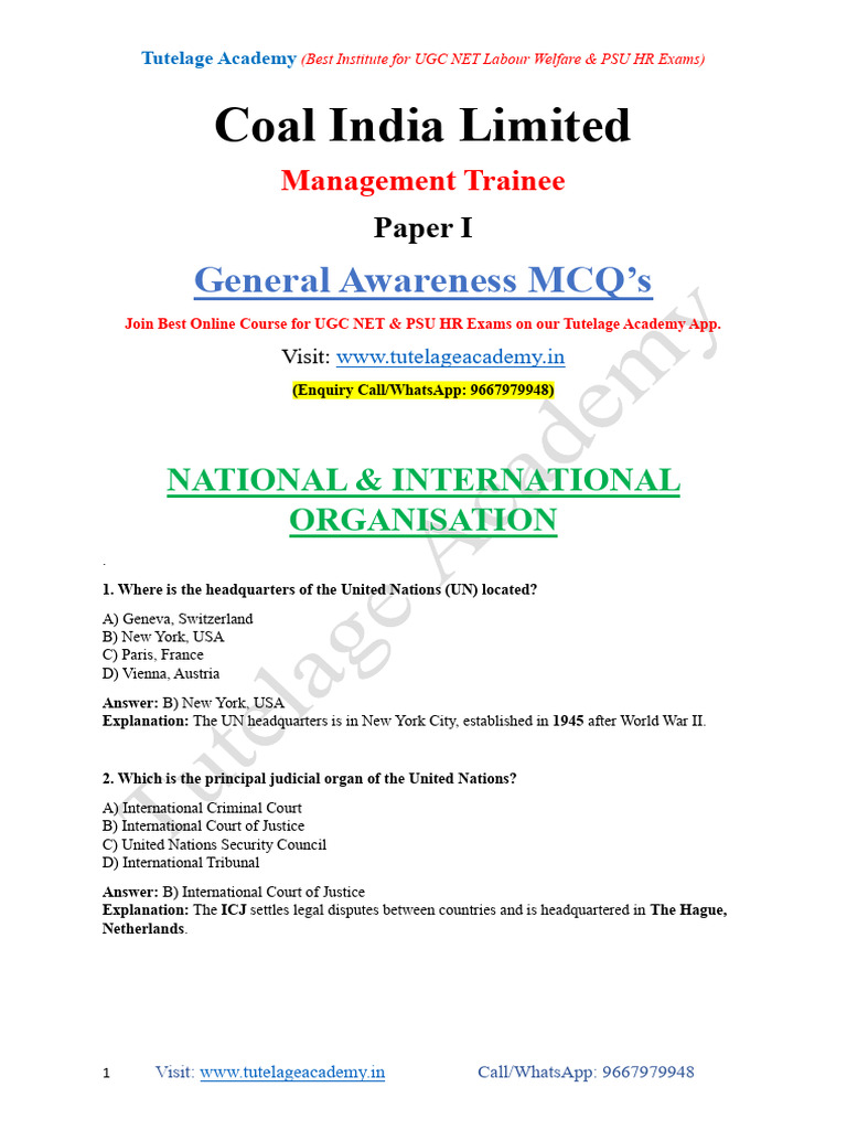 International Organizations MCQs Guide | PDF | World Politics ...