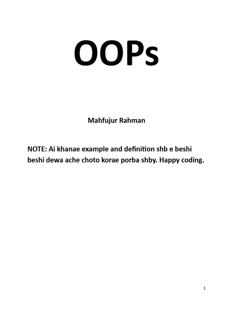OOPs Master PDF Accroding To Sir Suggetion and PDF of GC | PDF | Class (Computer Programming ...