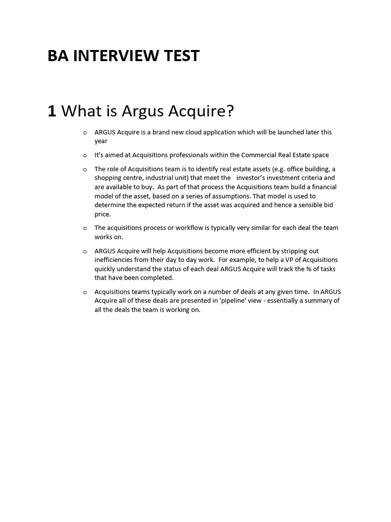 BA Case Study - General v1.0 | PDF | Mergers And Acquisitions | Business