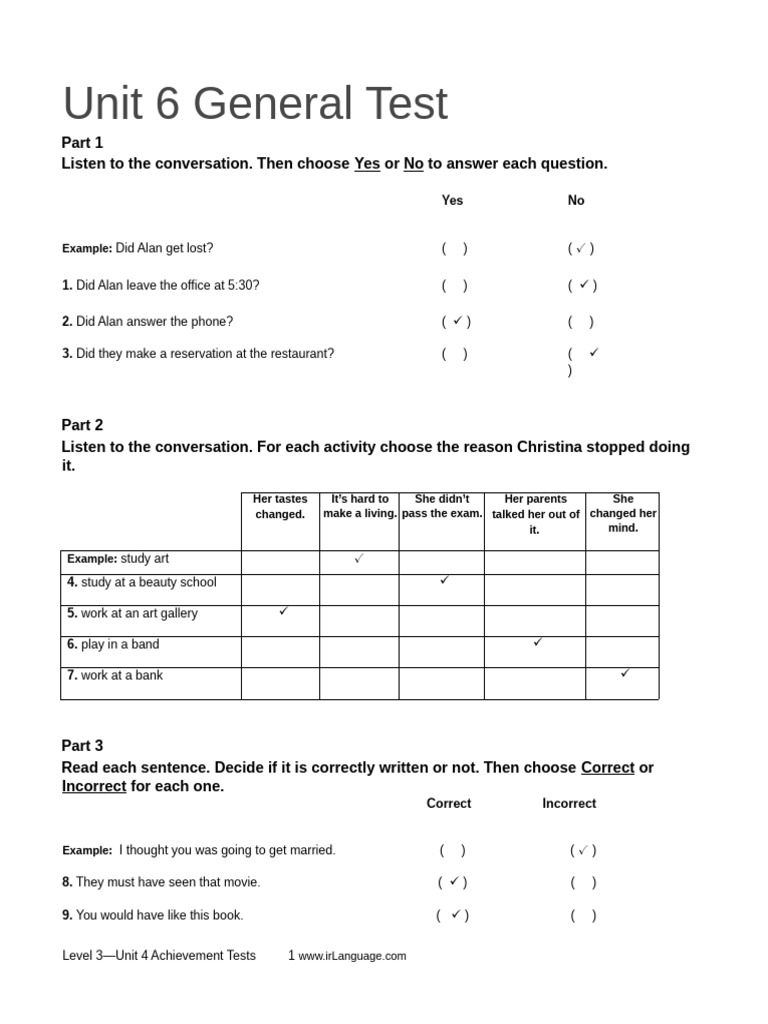 TN3 Unit 6 Assessment PDF | PDF | Experience