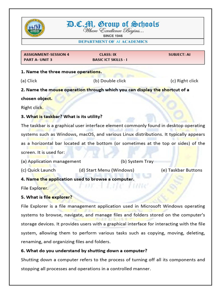 Part-a unit-3 session 4 | PDF