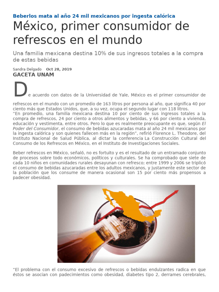 Impacto del consumo de refrescos en México | PDF | Refresco | Azúcar