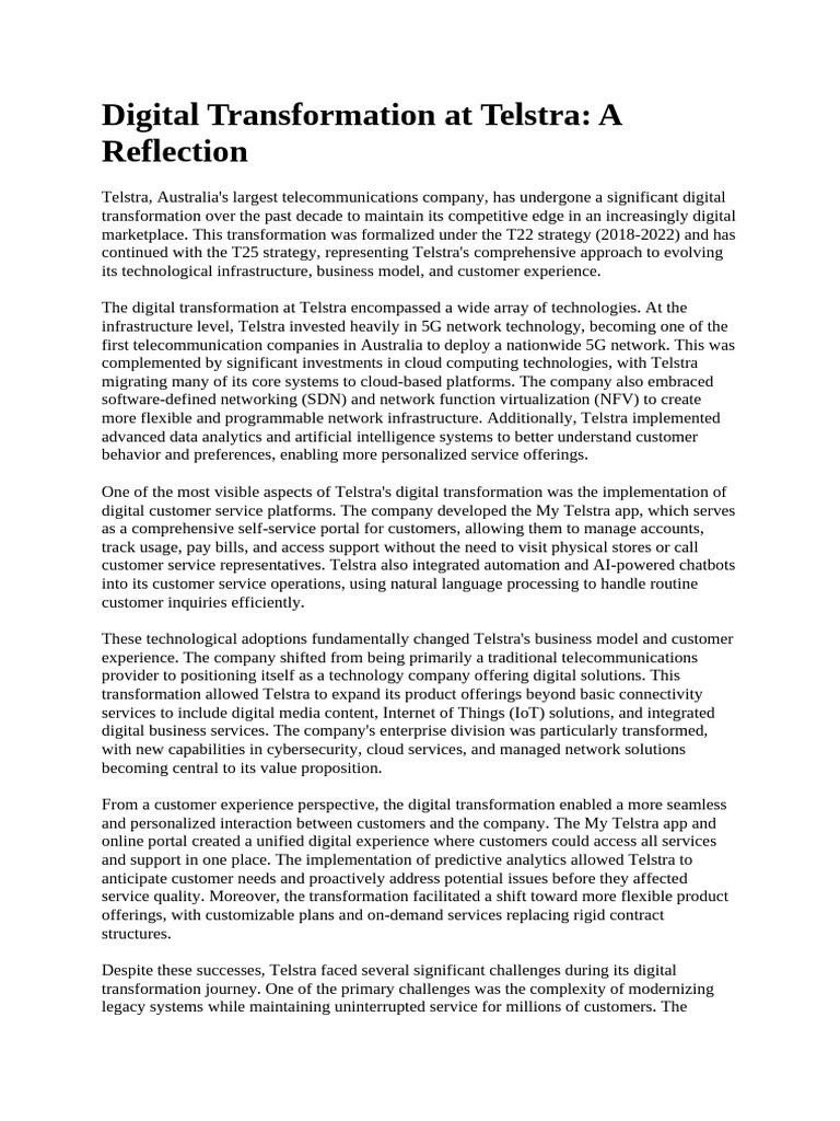 Digital Transformation at Telstra | PDF | Cloud Computing | Internet Of ...