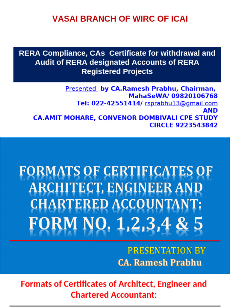 RERA Certificates For Withdrawal and Audit | PDF | Sewage Treatment