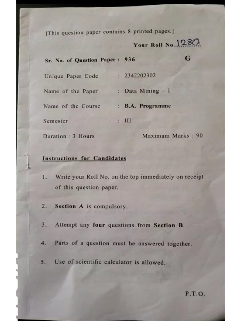 Data Mining Question Paper | PDF