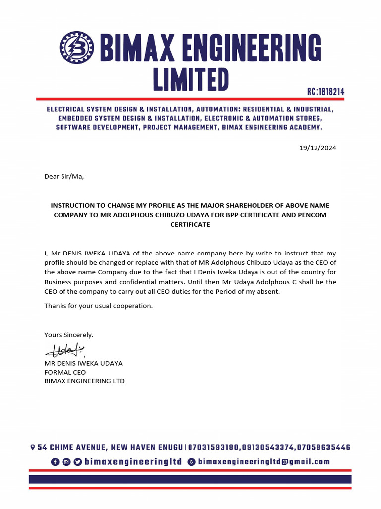 Bimax Engineering Letter Head | PDF