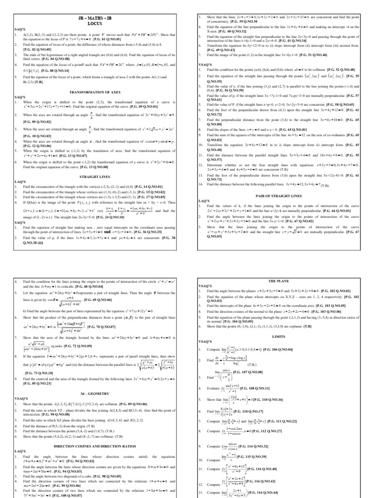 JR Maths - Ib Imp QB 2024-25 1 | PDF | Line (Geometry) | Cartesian ...