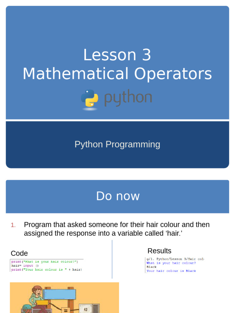 Lesson 3 - Mathematical Operators and Comments_Workbook | PDF ...