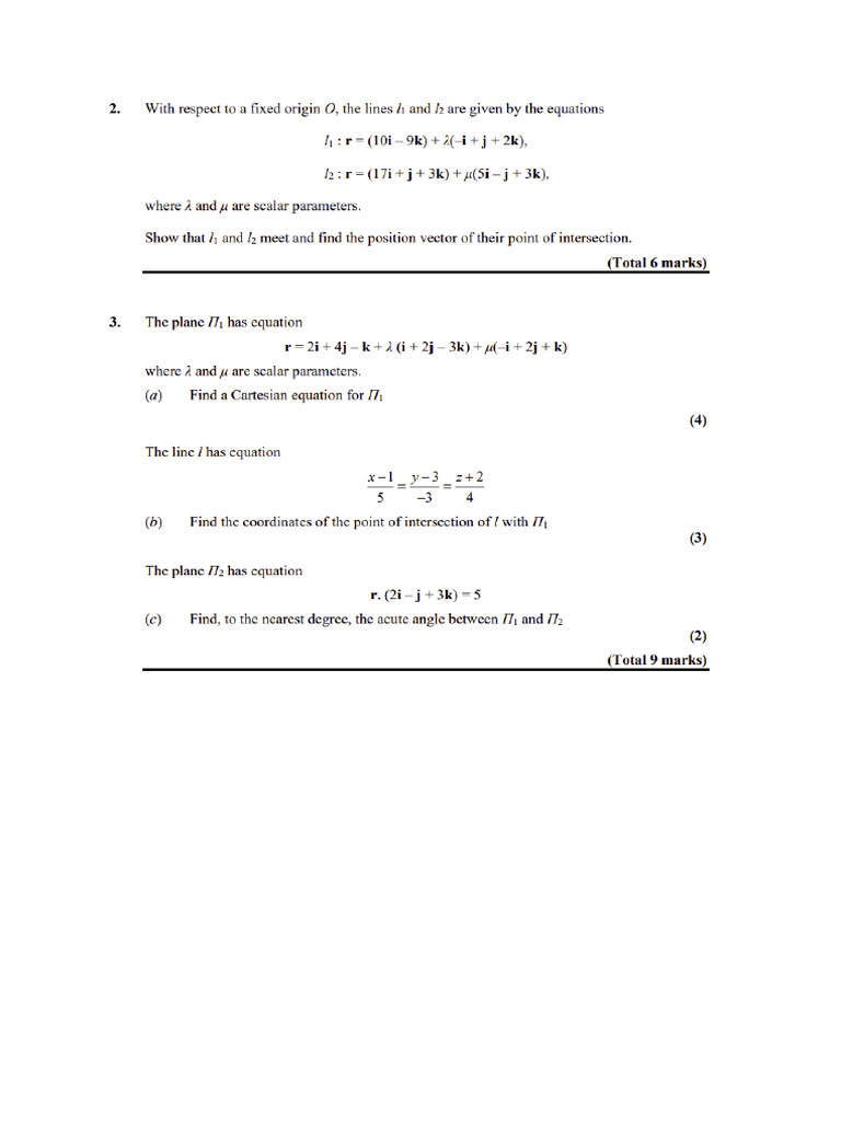 Vectors Exam Questions | PDF