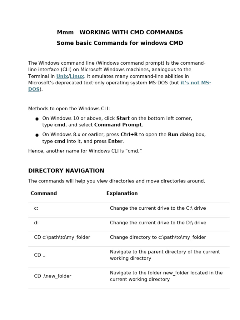 3 Working With CMD Commands | PDF | Command Line Interface | Computer File