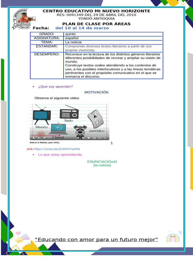 Planeacion Español Del 10-14 Marzo | PDF