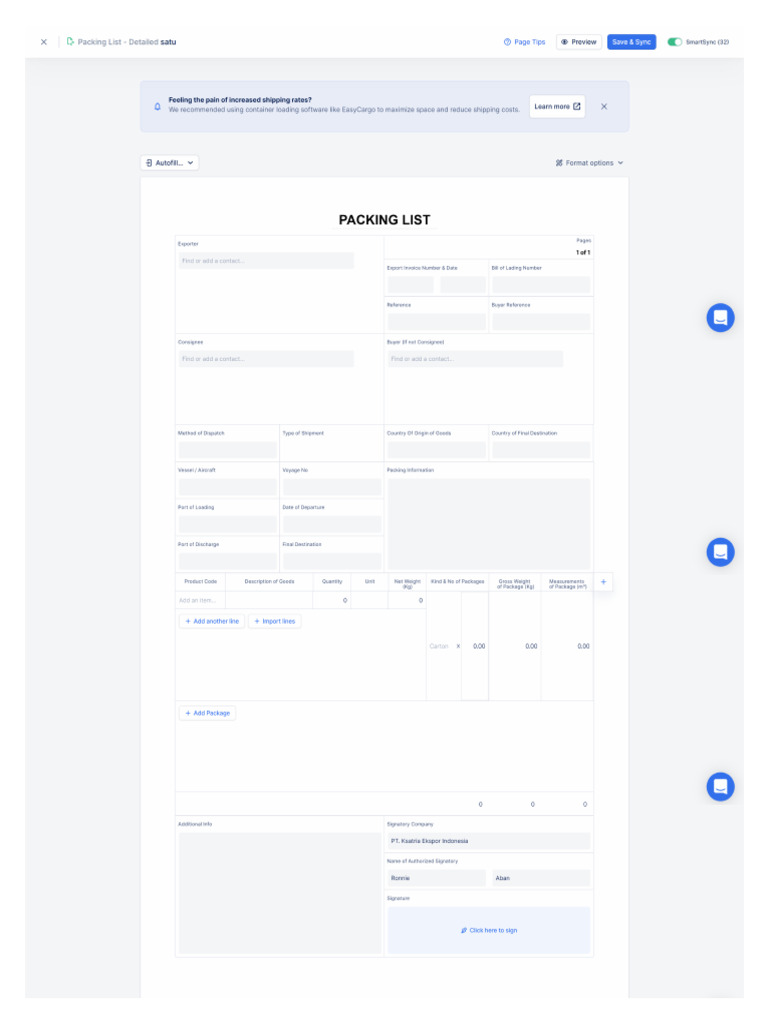 Incodocs - Packing List - Detailed | PDF
