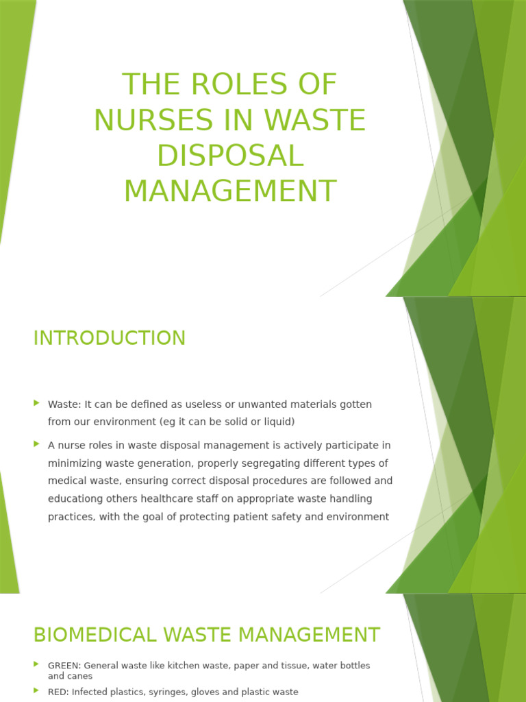 Nurses' Role in Medical Waste Management | PDF | Waste | Waste Management