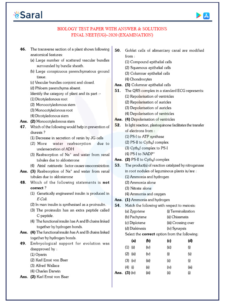 163529-Neet 2020 Biology | PDF