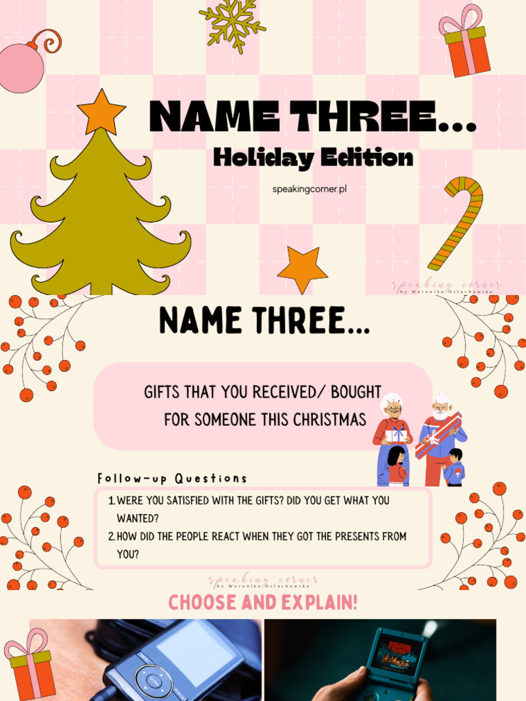 Name Three - Holiday Edition FREEBIE XMAS COUNTDOWN Day 3 | PDF | Christmas