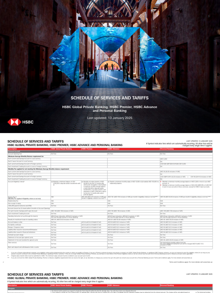 HSBC UAE Account Services and Fees | PDF | Cheque | Visa Inc.