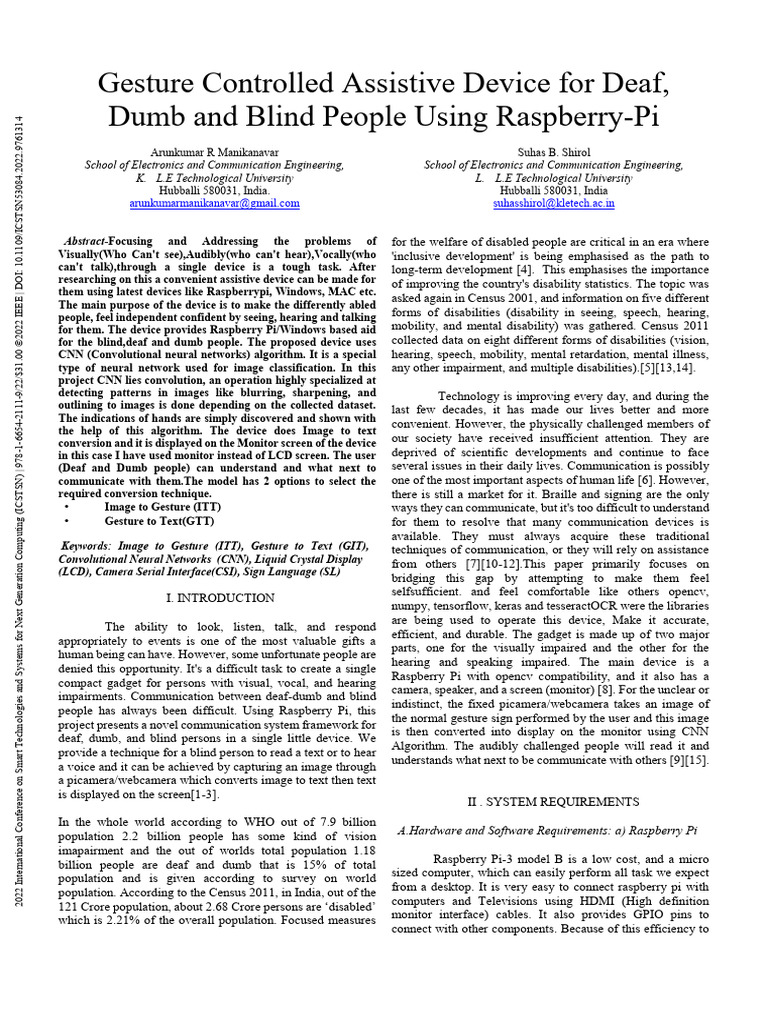 Gesture Controlled Assistive Device For Deaf Dumb and Blind People ...