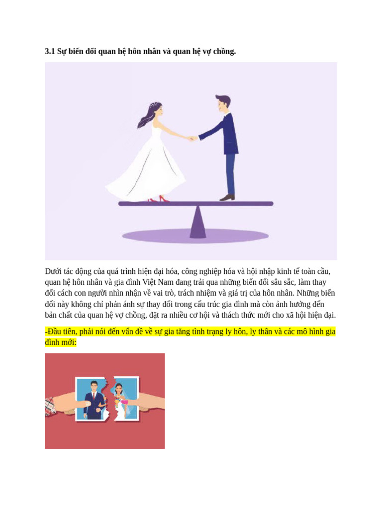Sự biến đổi quan hệ hôn nhân và quan hệ vợ chồng | PDF